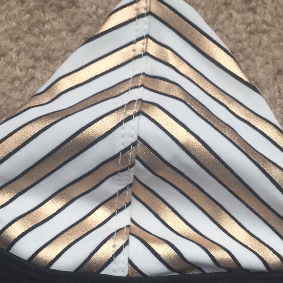 Topanga | Swim | Topanga Gold And White Striped Black Accent Bikini ...